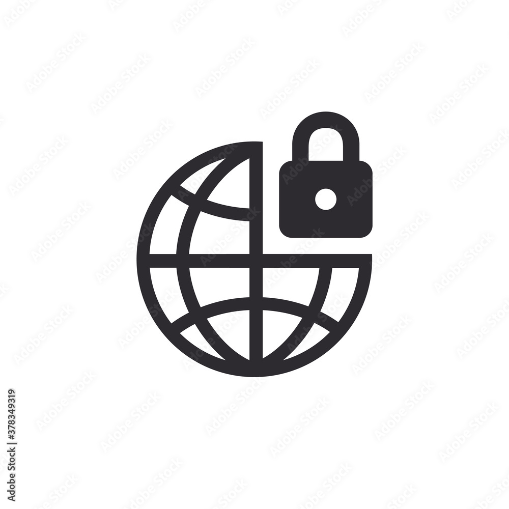 VPN - virtual private network icon. Globe Icon. World symbol. Round ...