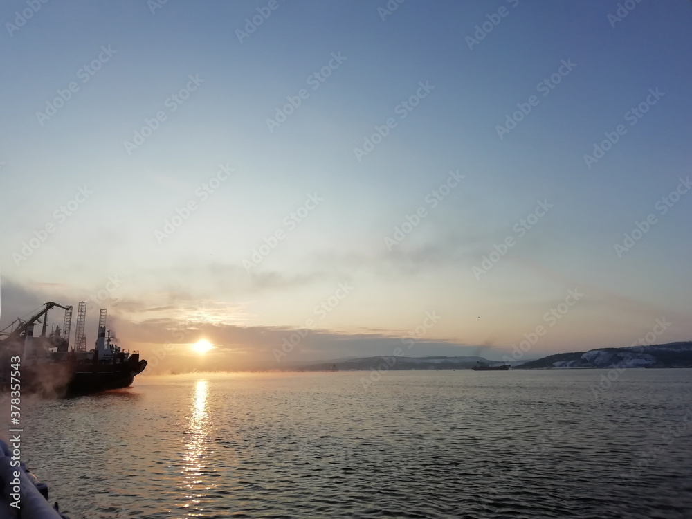 Large crane vessel installing the platform in offshore,crane barge ...
