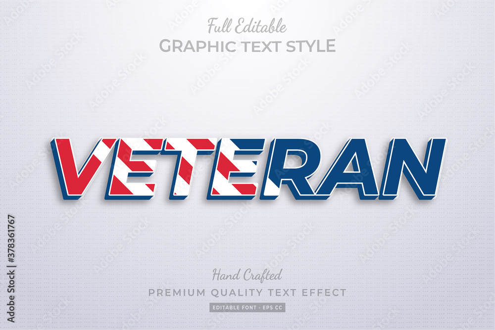 Veteran Editable Custom Text Style Effect Premium Stock Vector | Adobe ...