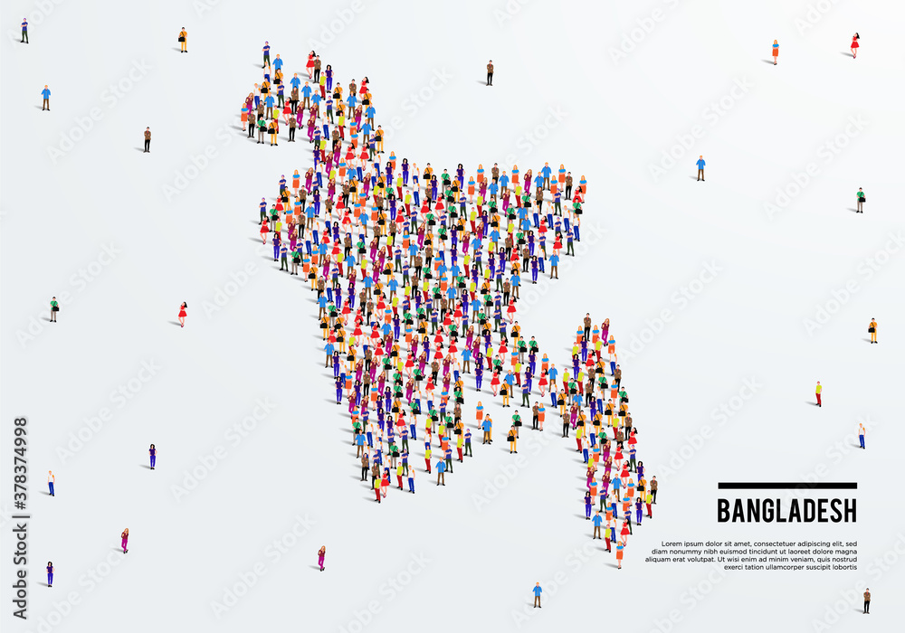 Bangladesh Map. Large group of people form to create a shape of ...
