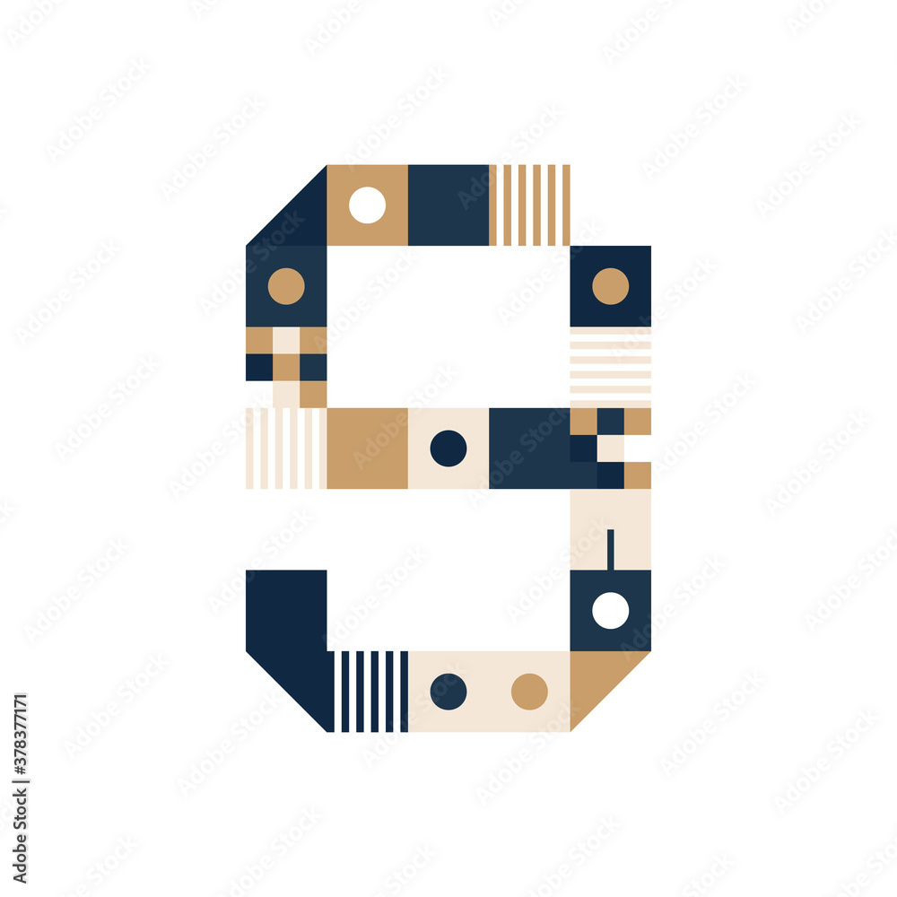 Vector Pixel Art number nine. Colorful number 9 Consist of Modules from ...