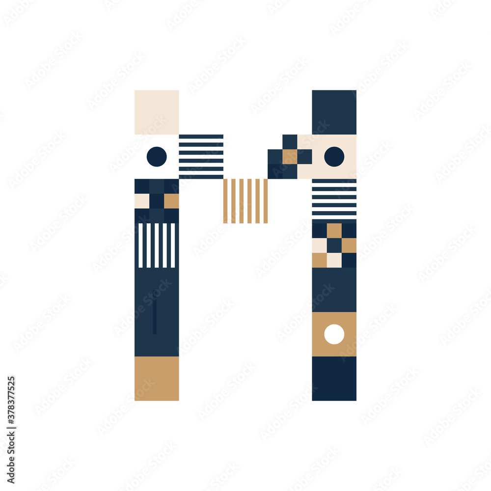 Vector Pixel Art Letter M. Colorful Letter Consist of Modules from ...