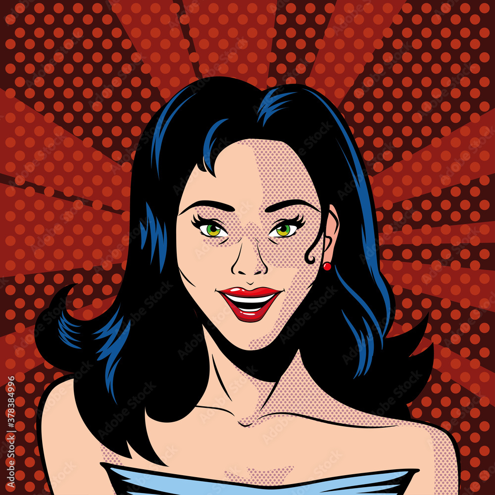 Beautiful Woman Face Pop Art Style Stock Vector Adobe Stock