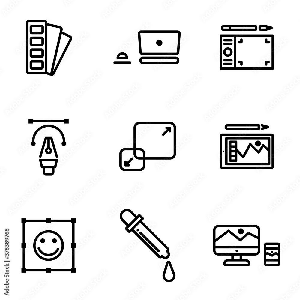 simple set of creative icon vector file, about designer such as pallete ...