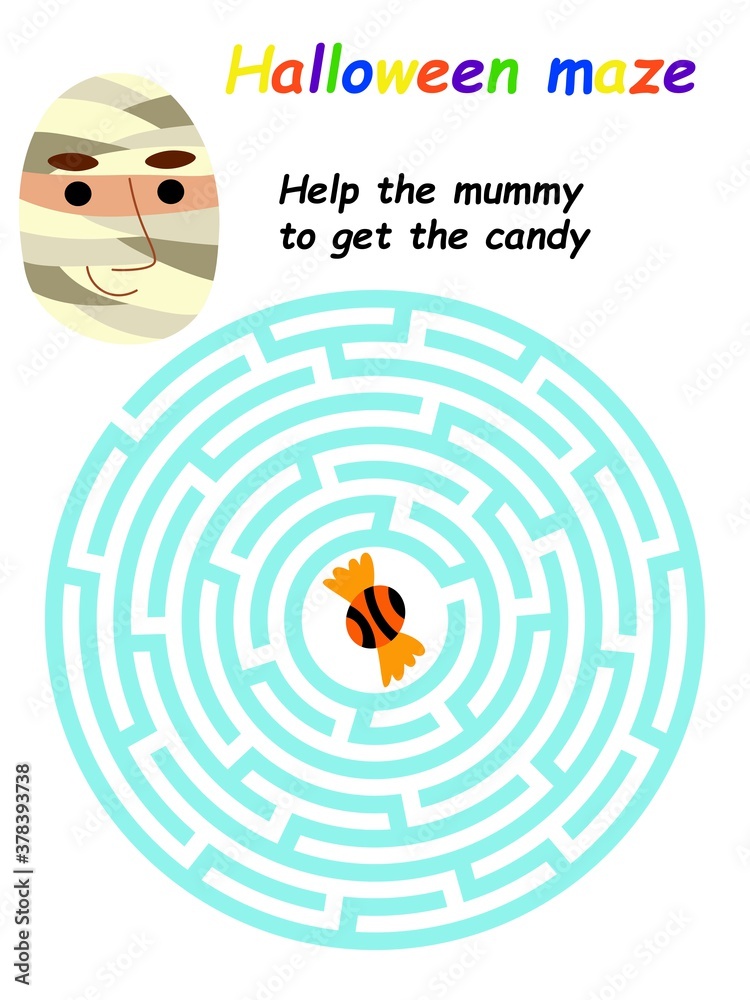 Funny halloween maze game for kids stock vector illustration. Help the ...