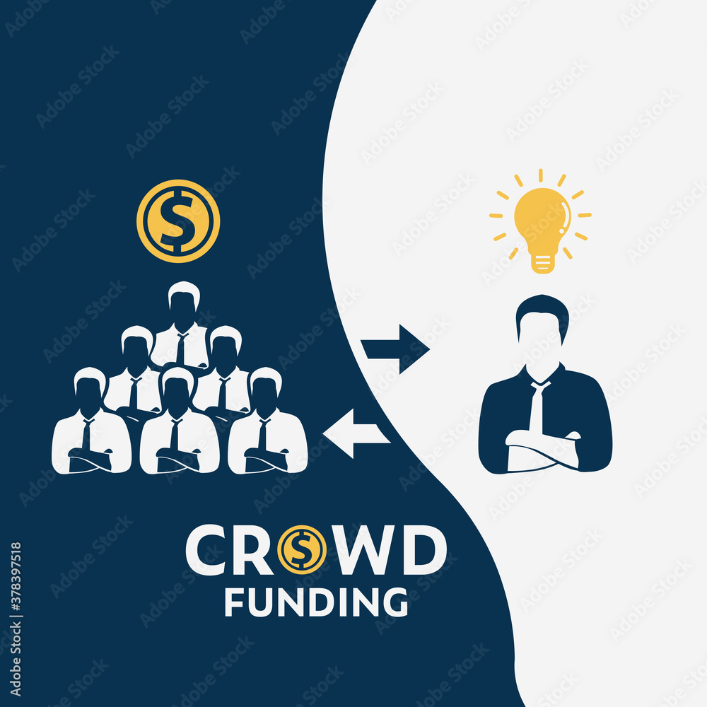 Vector, crowdfunding people concept, new business model, funding ...
