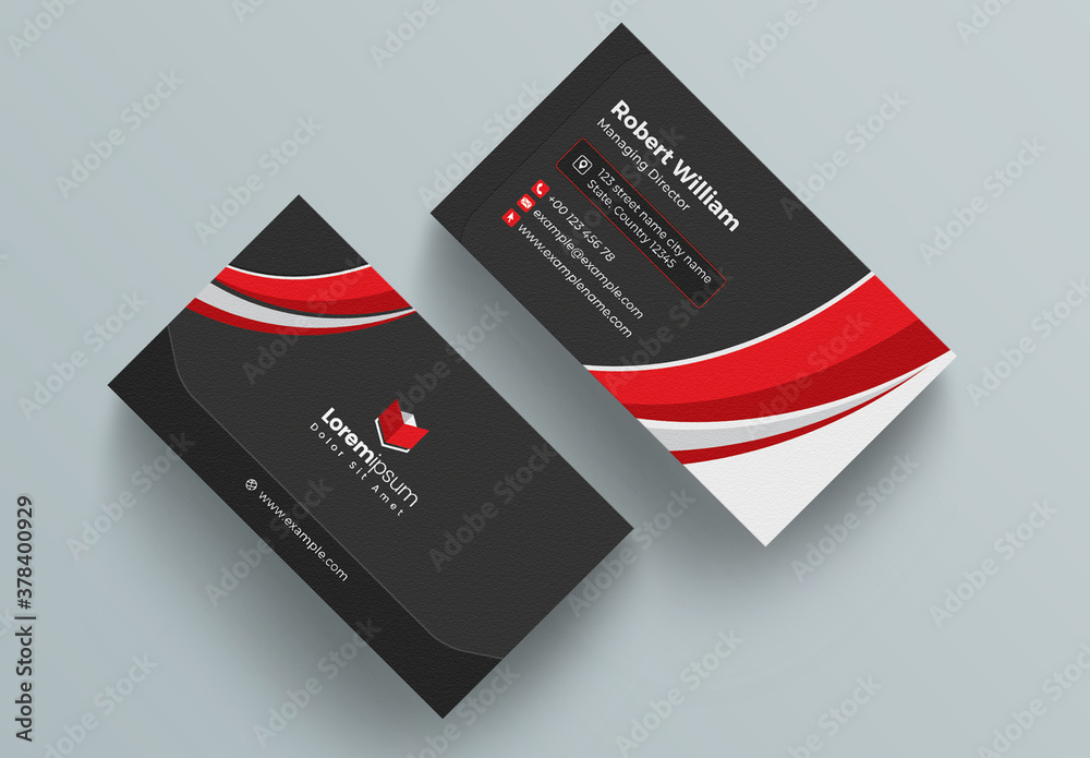 Red Corporate Business Card Layout Stock Template | Adobe Stock