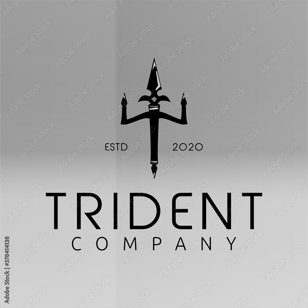 Vintage Trident Spear of Poseidon Neptune God Triton King logo design ...