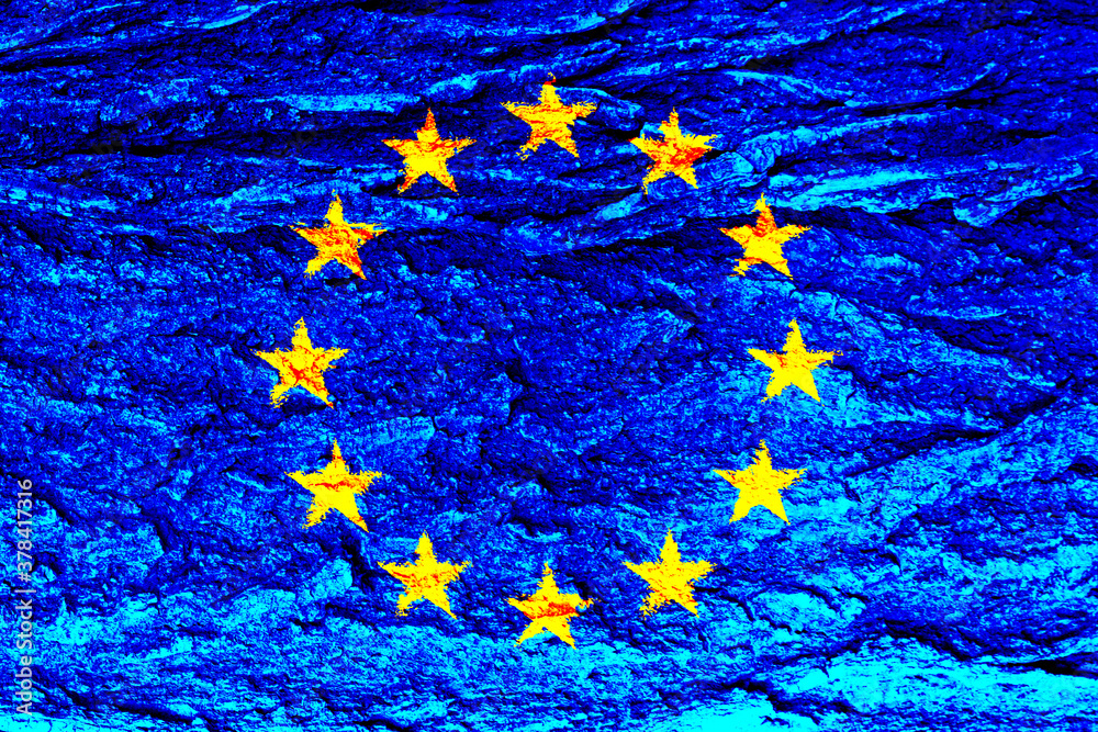 EU flag on texture background. Background for greeting cards for EU ...