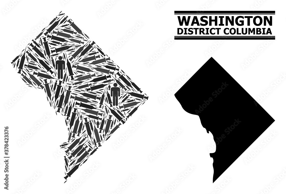 Covid-2019 Treatment mosaic and solid map of District Columbia. Vector ...