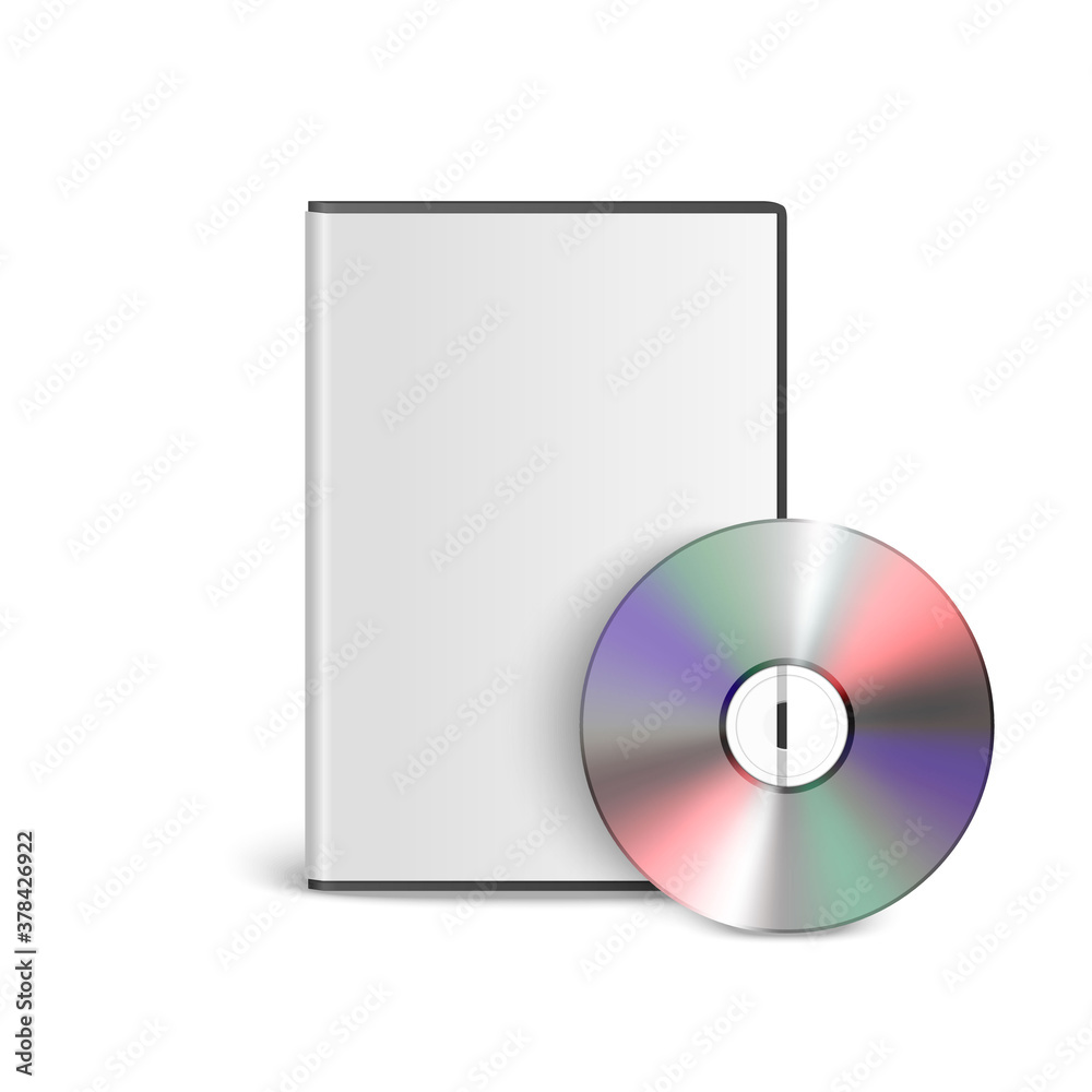 Vector 3d Realistic CD, DVD with Cover Box Set Closeup Isolated on ...