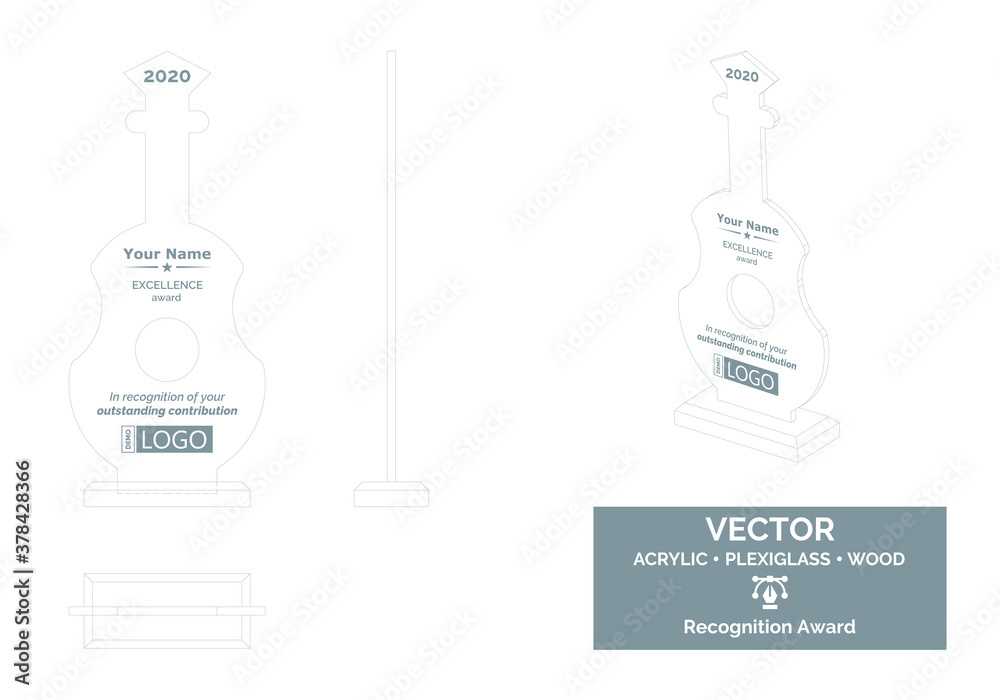 Violin Trophy Vector Template, Muscician trophy Distinction Award ...