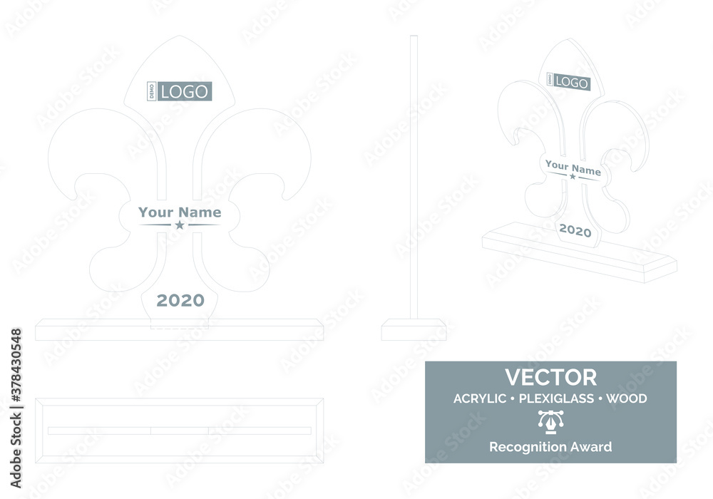 Fleur de lis Trophy Vector Template, trophy Distinction Award ...