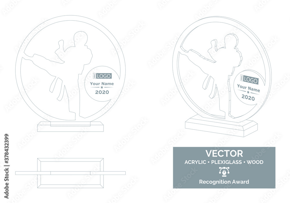 Martial arts Trophy Vector Template, Karate Trophy award, Recognition ...