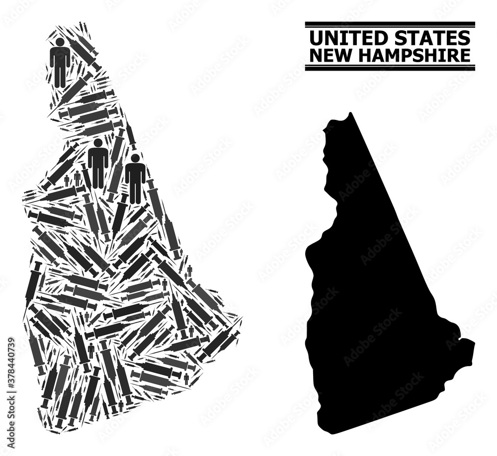 Covid-2019 Treatment mosaic and solid map of New Hampshire State ...