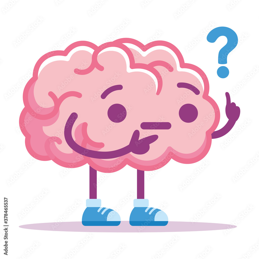 Isolated brain question emoji emotion cute icon- Vector vector de Stock ...