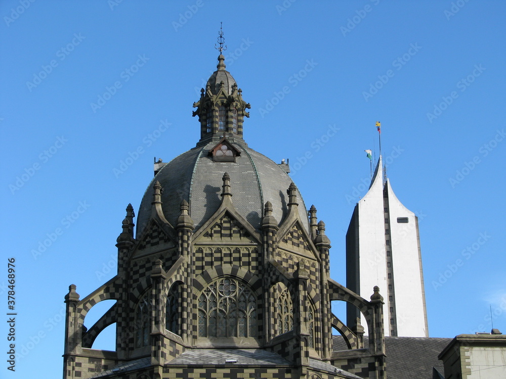 Medellin Casa de la Cultura y Edificio Coltejer Stock Photo | Adobe Stock