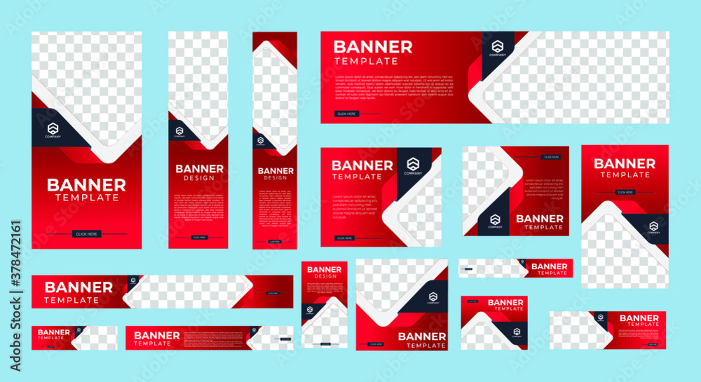 Set of Creative Web Banners of Standard Size with a Place for Photos ...