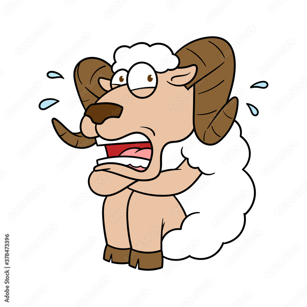 Cartoon Scared Ram Vector Illustration Stock Vector | Adobe Stock