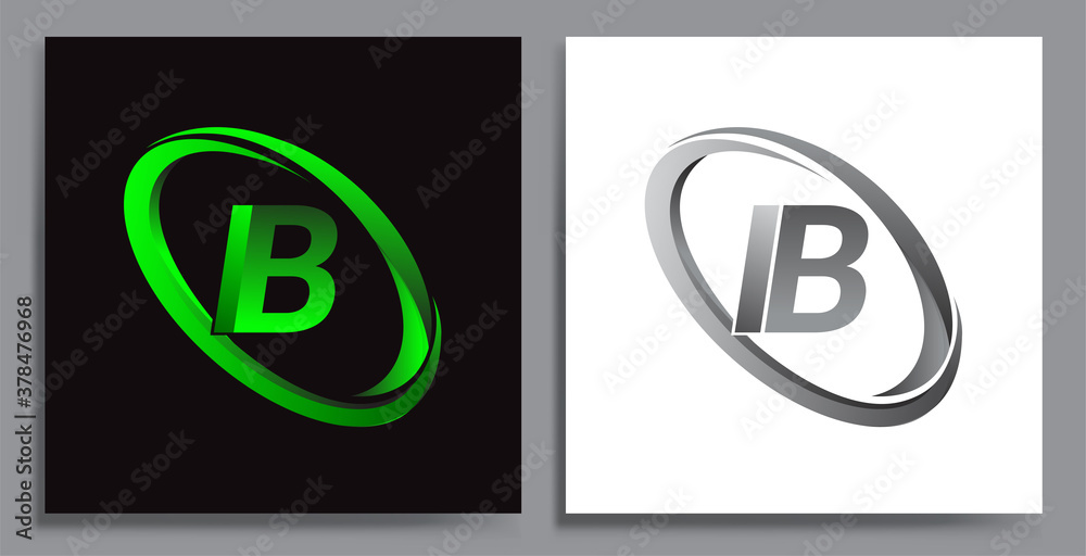 letter IB logotype design for company name colored Green swoosh and ...