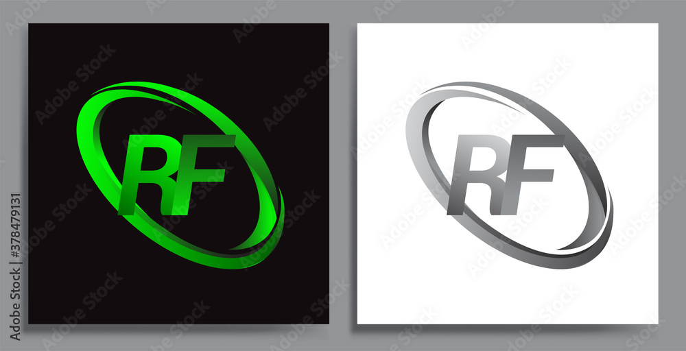 letter RF logotype design for company name colored Green swoosh and ...