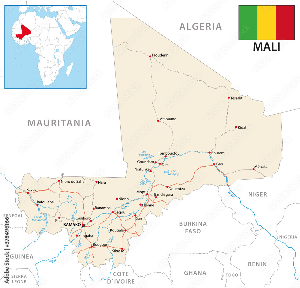 Fototapeta mapa świata dla dzieci vector road map of the Republic of ...