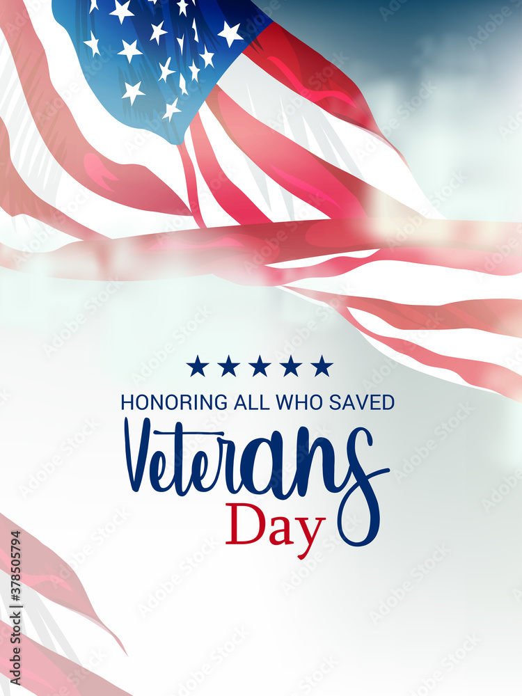 Creative illustration,poster or banner of happy veterans day with u.s.a ...