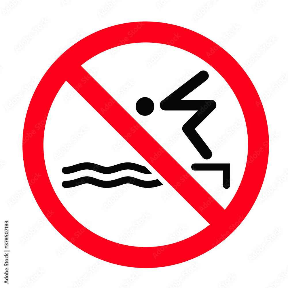 No swimming icon. No swim zone sign in flat vector style. Hazard ...