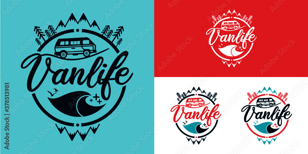 VANLIFE - VAN - STICKER - LABEL - LOGO - COLORS Stock Vector | Adobe Stock