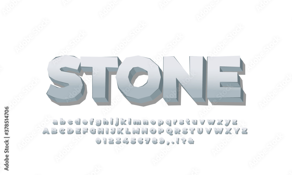 bold 3d stone silver font effect or text effect Stock Vector | Adobe Stock
