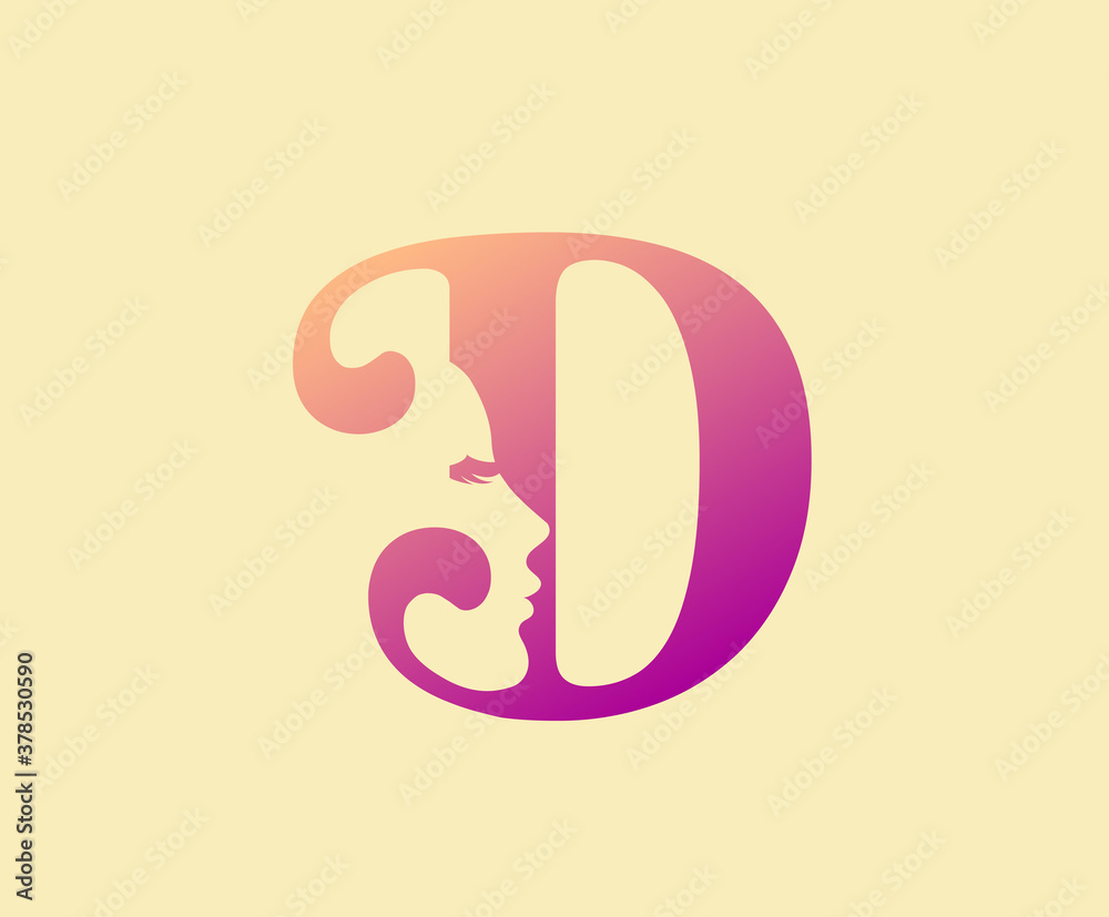 Beauty Letter D Logo Icon. Beautiful woman's face shape on Letter ...