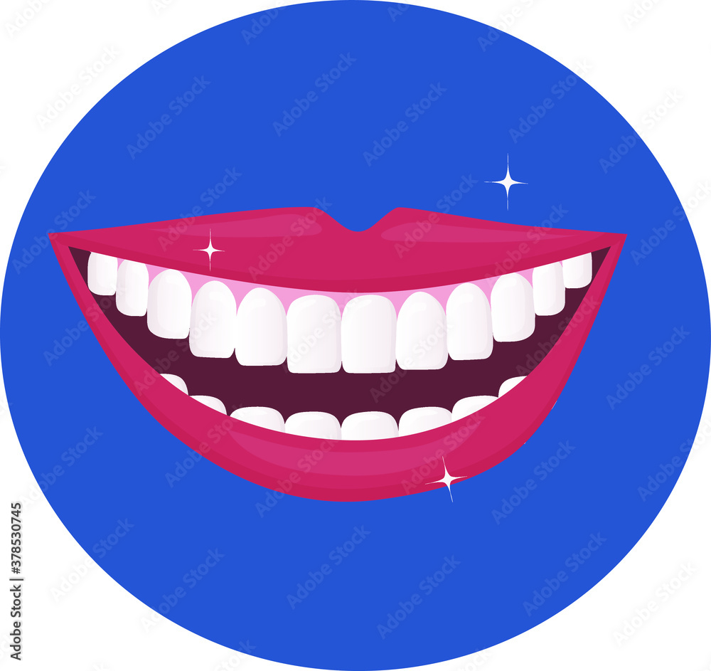 The smile of a man with his mouth wide open. Snow-white healthy teeth ...