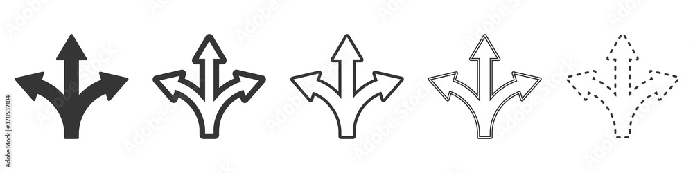 Three-way direction arrows. Black arrows. Stock Vector | Adobe Stock