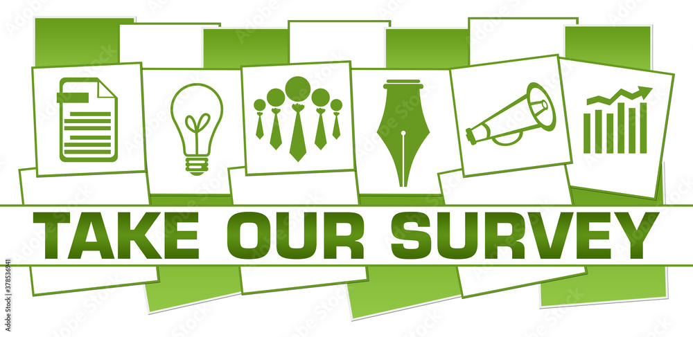 Take Our Survey Business Symbols Green White Horizontal Stripes Stock ...