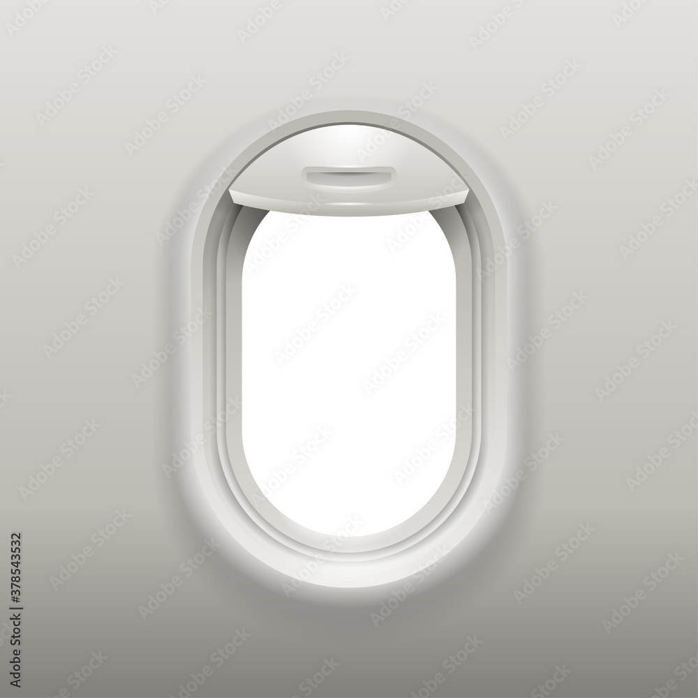 Aircraft window realistic mock-up - element or fuselage of airplane ...