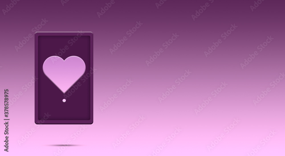 3d phone icon with a heart. Like notification. Social activity. Likes ...