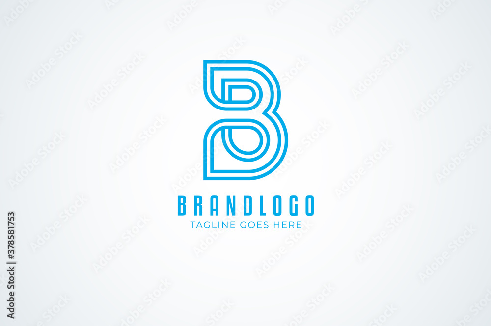 Abstract initial letter B logo isolated on white background, Flat Logo Design Template, vector ...
