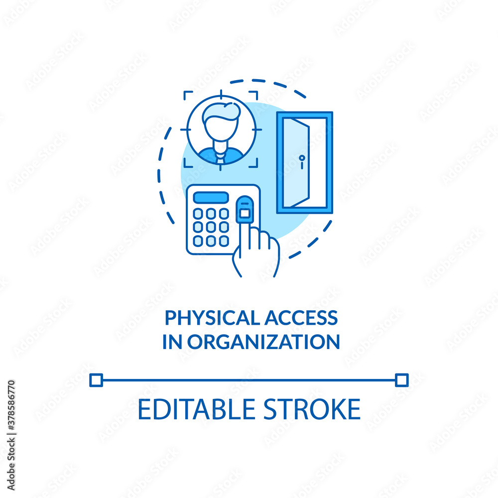 Vetor de Physical access in organization concept icon. Kinds of ...