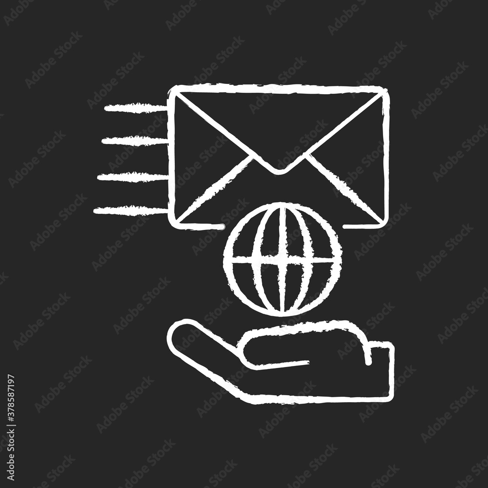 International postal service chalk white icon on black background ...