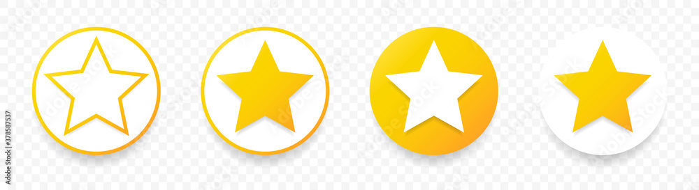 Quality rating symbols. A set of five-pointed yellow stars in a circle ...