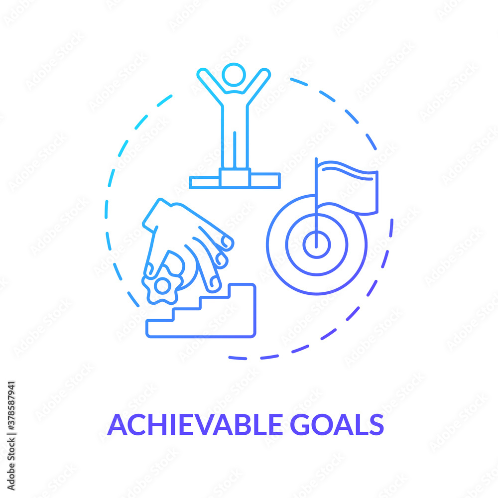 Achievable goals concept icon. Business life plan completing. Smart ...