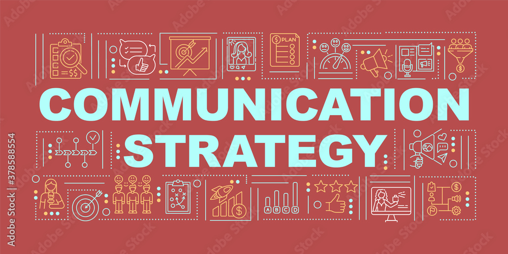 Communication strategy word concepts banner. Working team. Company ...