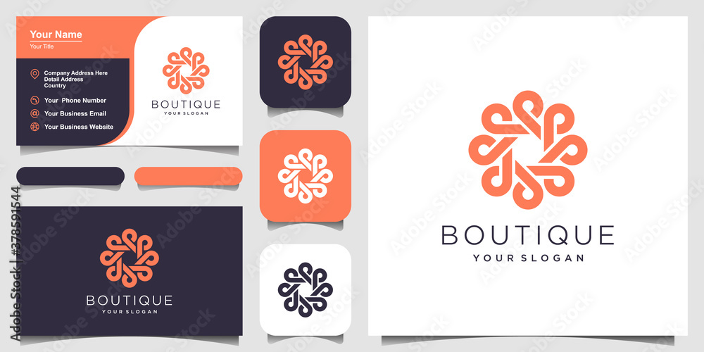 ornament circle concept logo design with line art style. Infinity ...