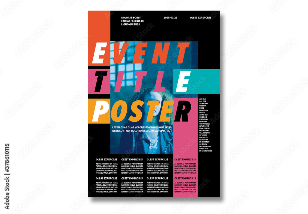 Typographic Poster Layout with Effect Stock Template | Adobe Stock