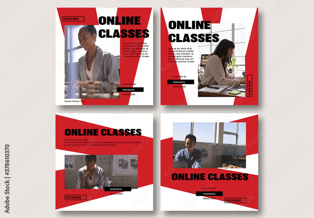 Online Course Social Media Layout Stock Template | Adobe Stock