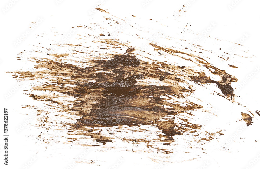 Wet mud, stains texture isolated on white background, top view and ...