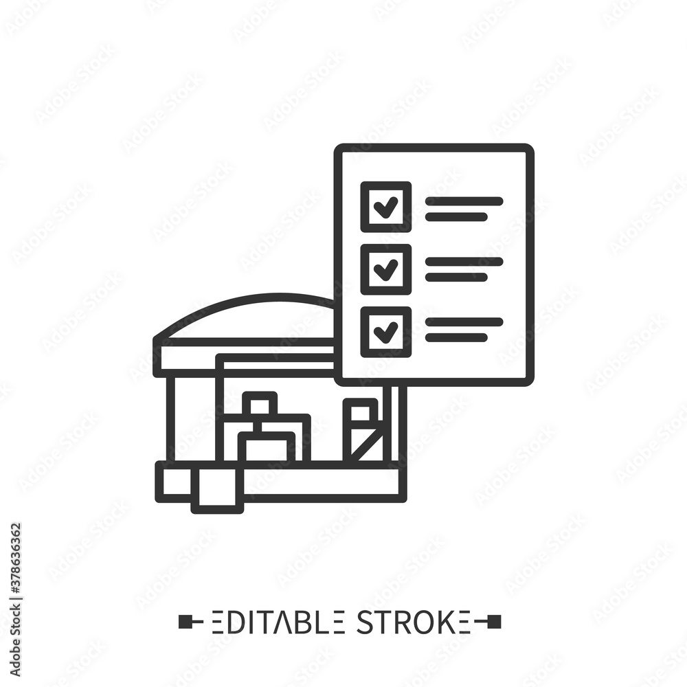 Inventory check line icon. Stock counting. Inventory calculating ...