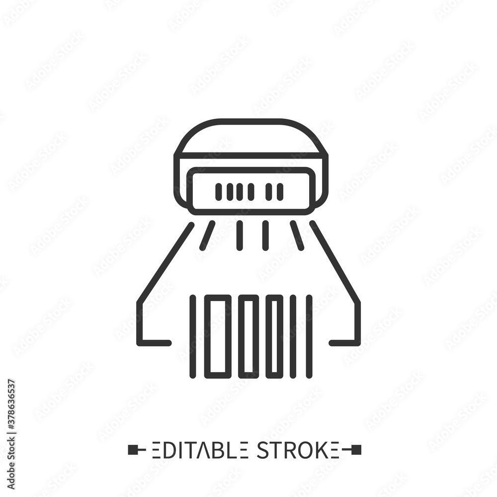 Barcode scanner line icon. Market barcode reader. Scan to pay ...