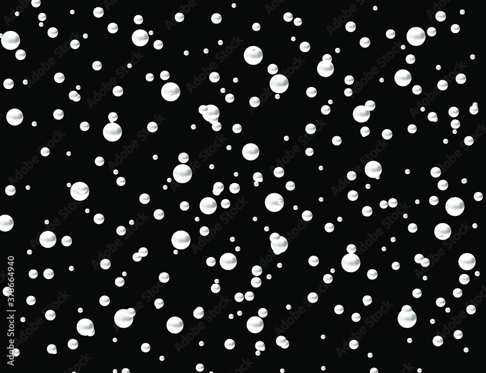White pearls on a black background. Seamless vector pattern. 3D Pearls ...