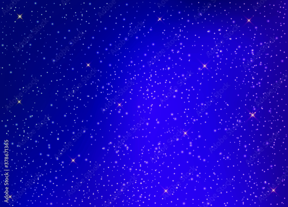 Blue vector illustration with cosmic stars. Space stars on blurred ...
